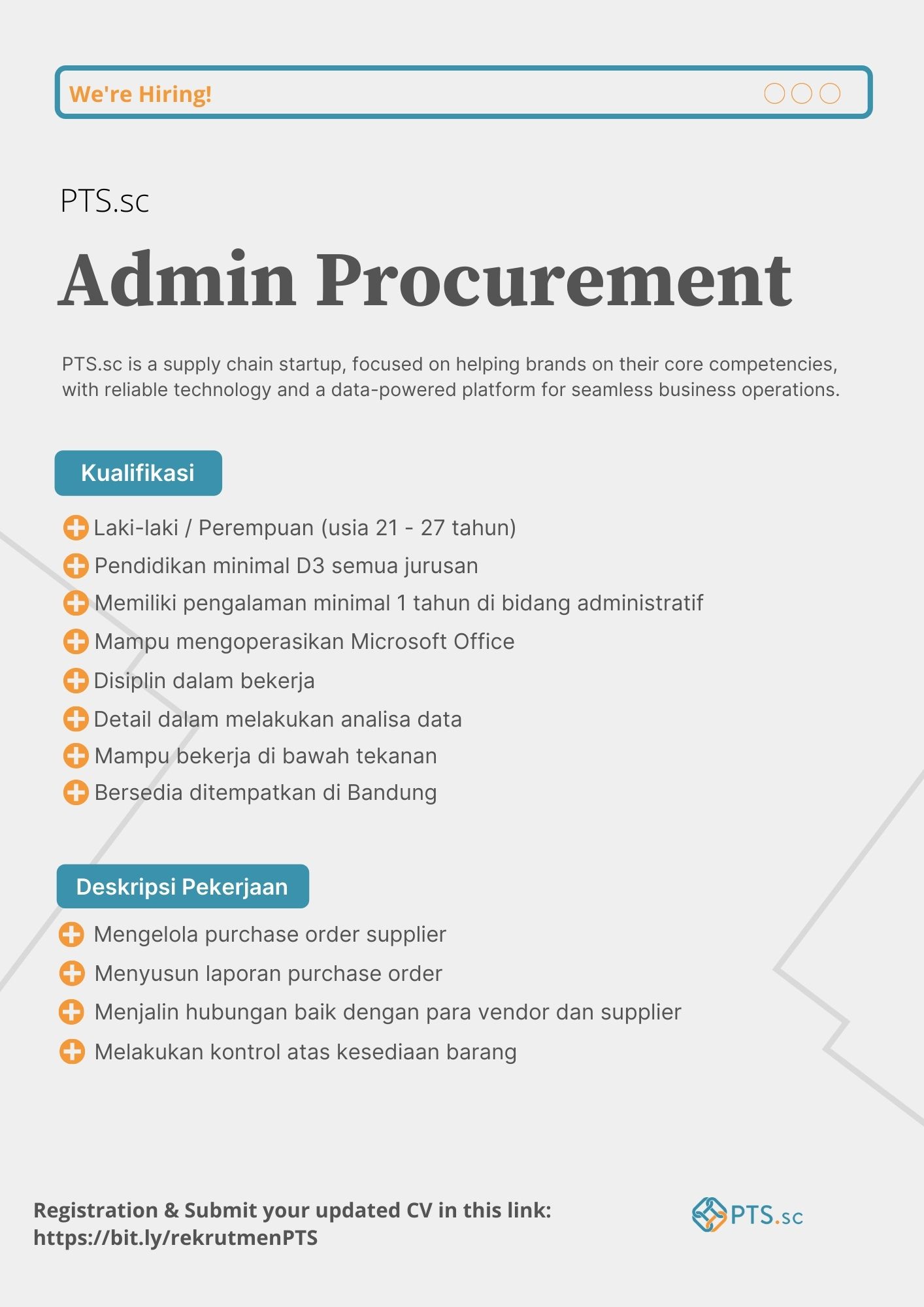 Lowongan Kerja Admin Procurement di PT. Prakasa Triputra Solusi ...