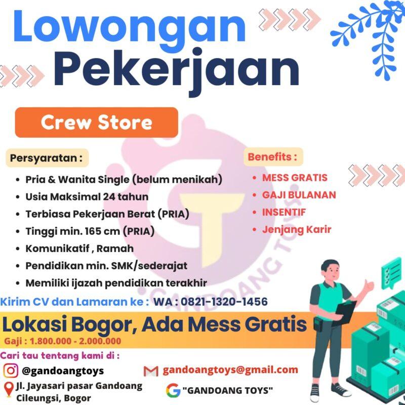 Lowongan Kerja Crew Store di Gandoang Toys - LokerBandung.id