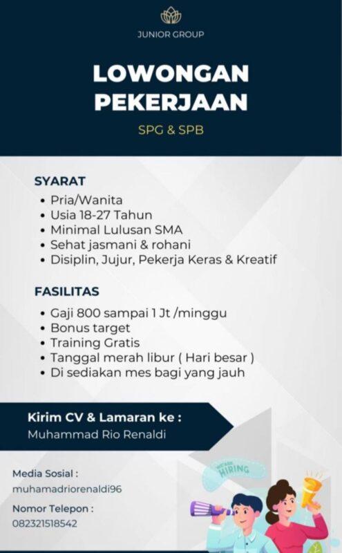 Lowongan Kerja SPG - SPB di Junior Group - LokerBandung.id
