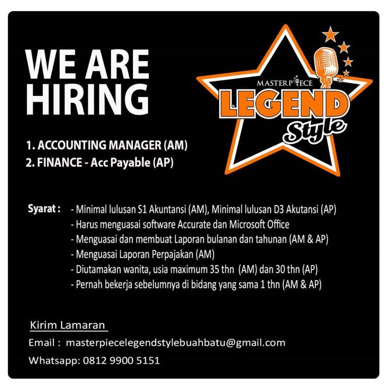 Lowongan Kerja Accounting Manager - Finance di Masterpiece Legend ...