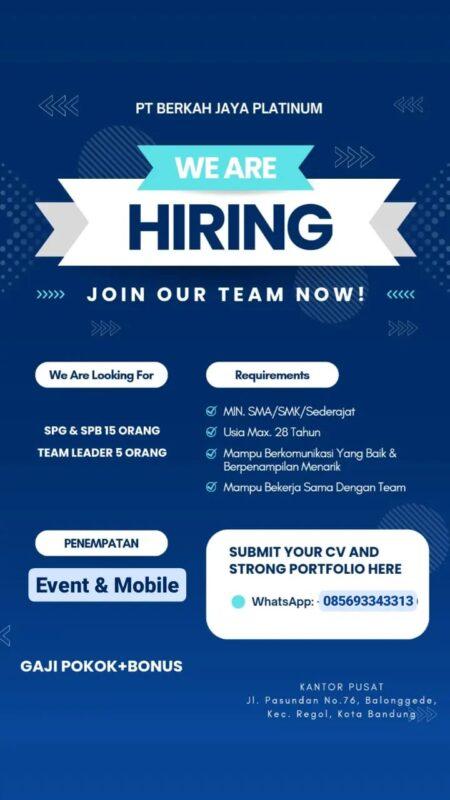Lowongan Kerja SPG & SPB - Team Leader di PT. Berkah Jaya Platinum - LokerBandung.id