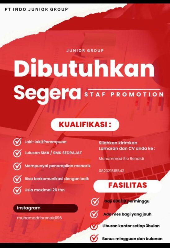 Lowongan Kerja Staff Promotion di PT. Indo Junior Grup - LokerBandung.id