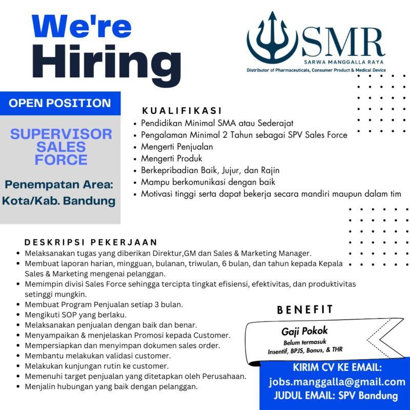 Lowongan Kerja Supervisor Sales Force di PT. Sarwa Manggalla Raya - LokerBandung.id