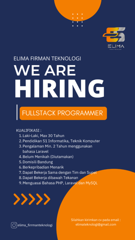 Lowongan Kerja Fullstack Programmer di PT. Elima Firman Teknologi - LokerBandung.id