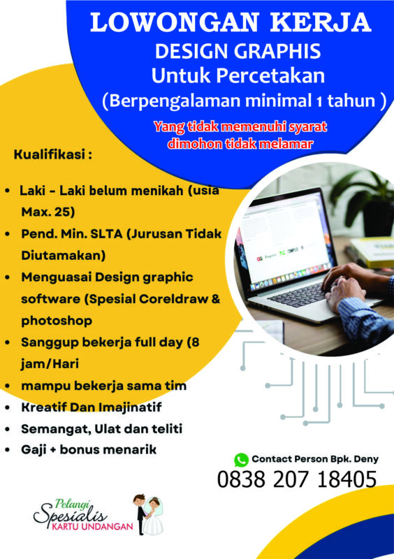 Lowongan Kerja Design Graphis di Pelangi Spesialis Kartu Undangan - LokerBandung.id