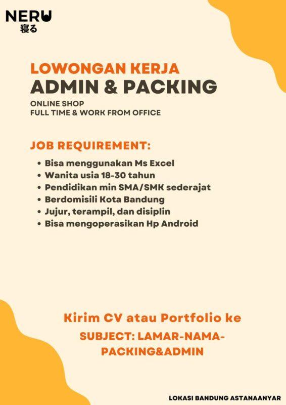 Lowongan Kerja Admin & Packing Online Shop di Neru Sleeping - LokerBandung.id