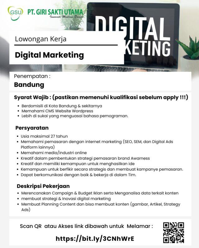 Lowongan Kerja Digital Marketing di PT. Giri Sakti Utama - LokerBandung.id