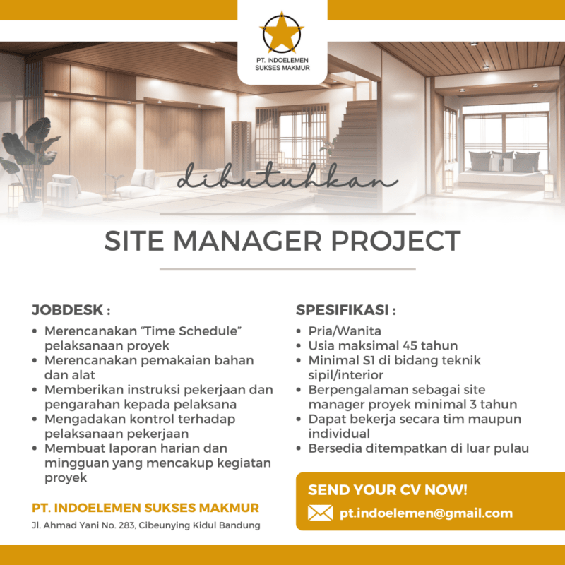 Lowongan Kerja Site Manager Project di PT. Indoelemen Sukses Makmur ...