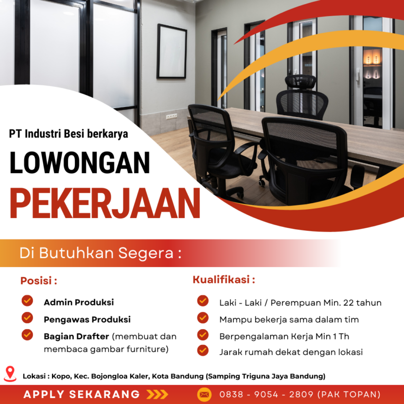 Lowongan Kerja Admin Produksi - Pengawas Produksi - Drafter - Operator ...