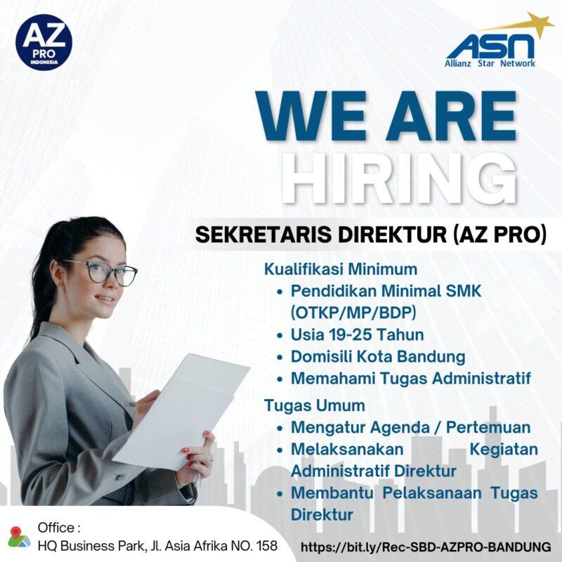 Lowongan Kerja Sekretaris Direktur (AZ Pro Bandung) di AZ Pro by ...
