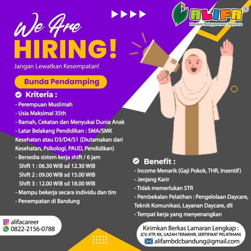 Lowongan Kerja Bunda Pendamping di Alifa Moslem Babypreneur Daycare Bandung - LokerBandung.id