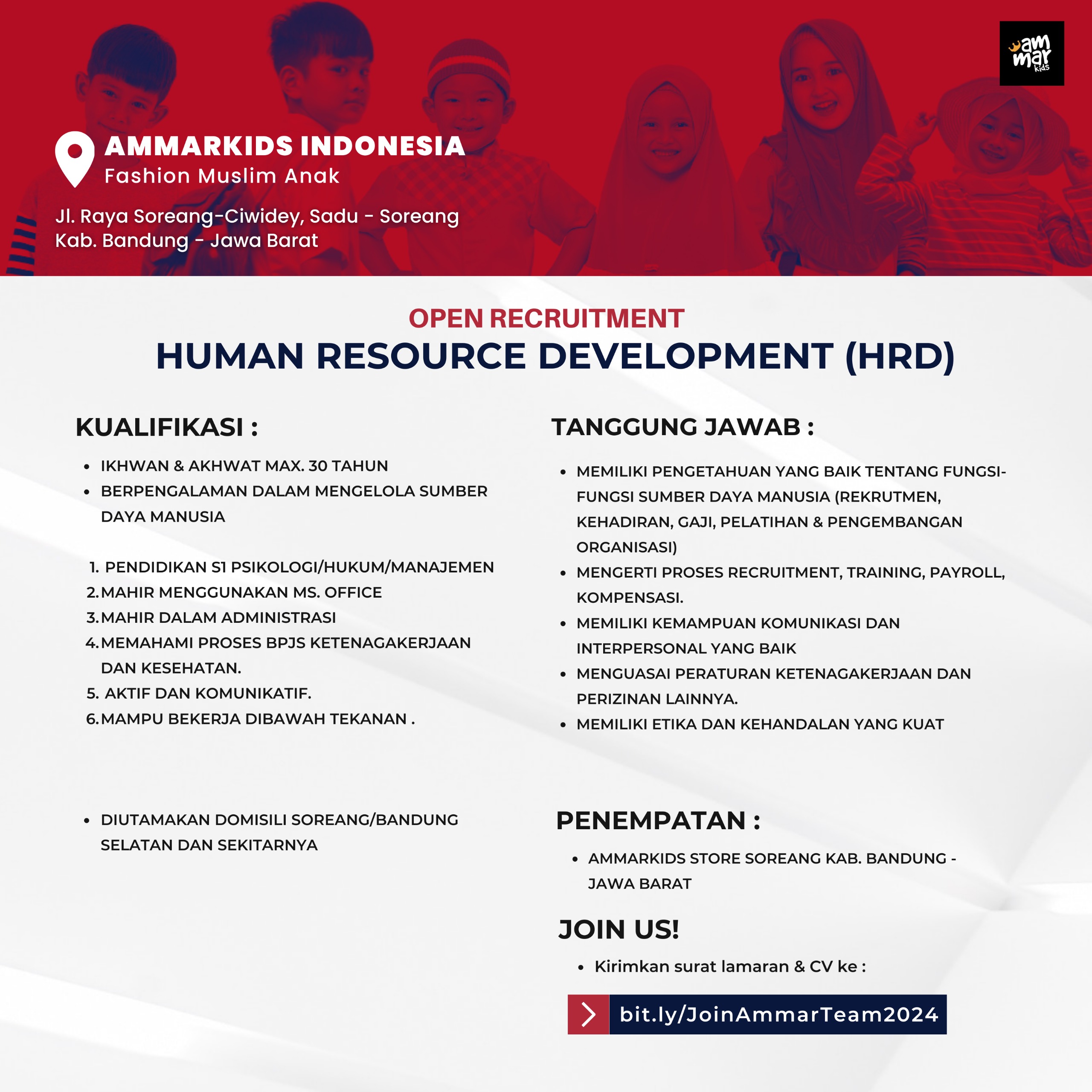 Lowongan Kerja Human Resource Development (HRD) di Ammarkids Indonesia ...
