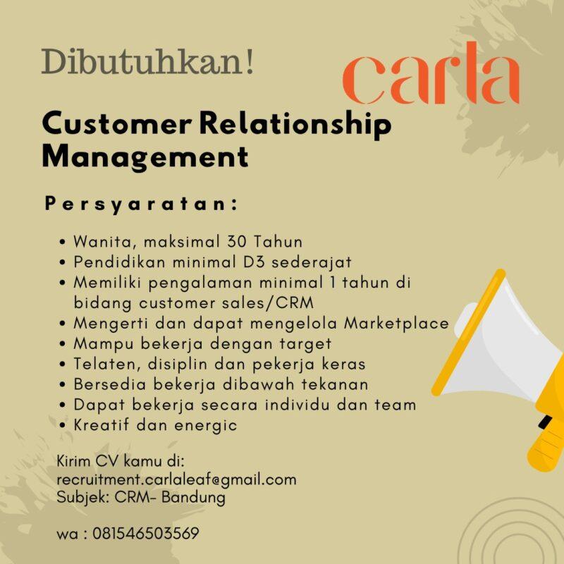 Lowongan Kerja Customer Relationship Management di CARLA - LokerBandung.id
