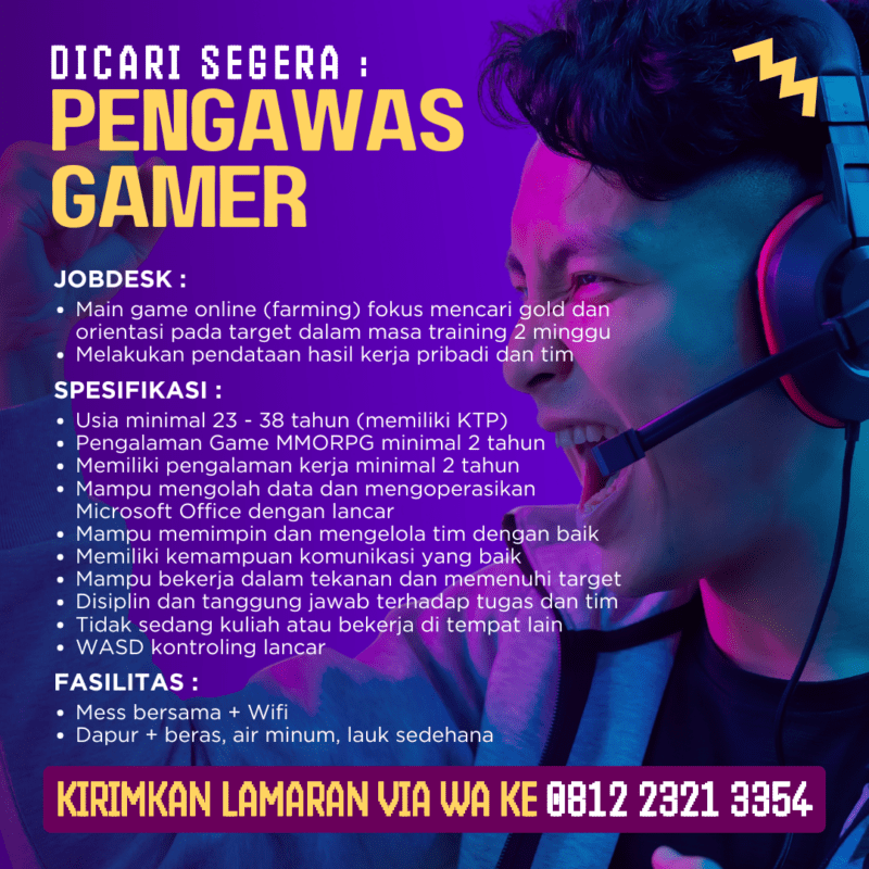 Lowongan Kerja Pengawas Gamer di Depo Gamer - LokerBandung.id