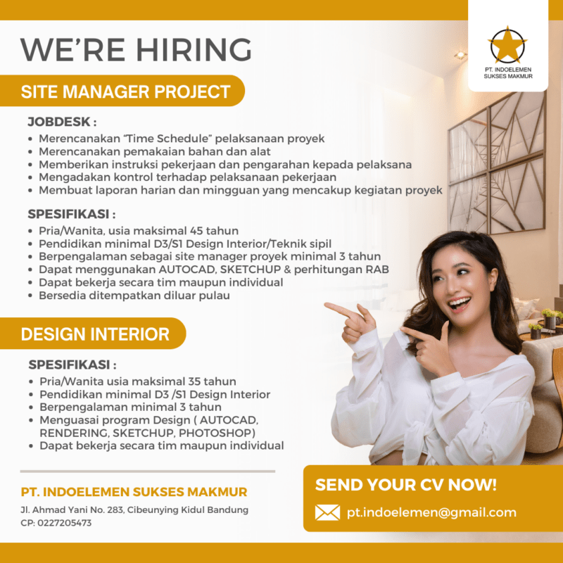 Lowongan Kerja Site Manager Project - Design Interior - Drafter ...