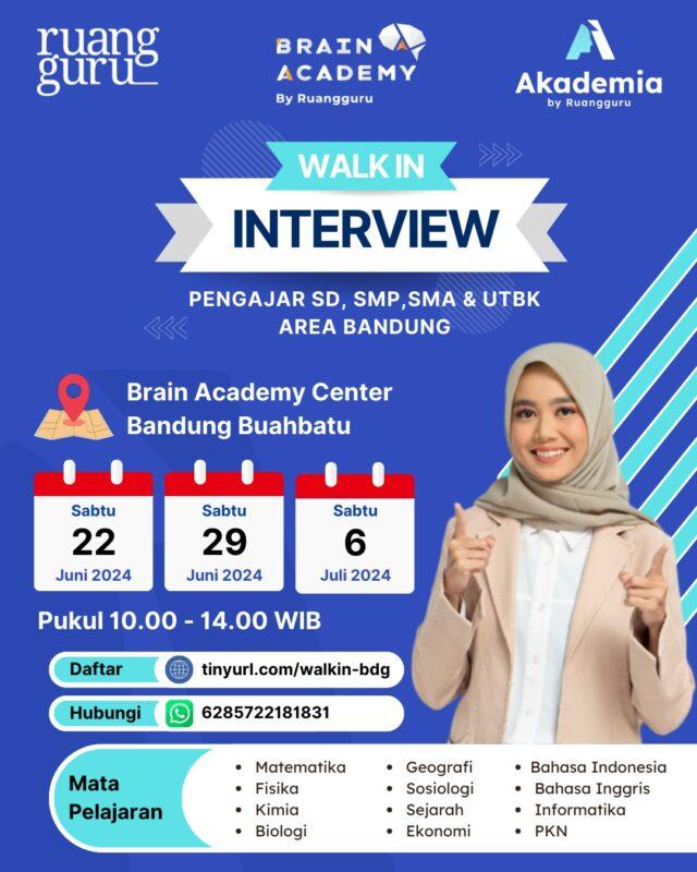 Lowongan Kerja Walk In Interview Pengajar SD, SMP, SMA, UNTBK di PT ...
