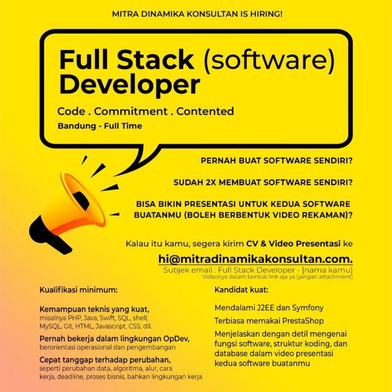 Lowongan Kerja Full Stack (Software) Developer di Mitra Dinamika Konsultan - LokerBandung.id