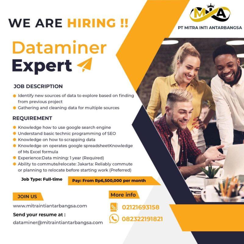 Lowongan Kerja Dataminer Expert di PT. Mitra Inti Antarbangsa ...