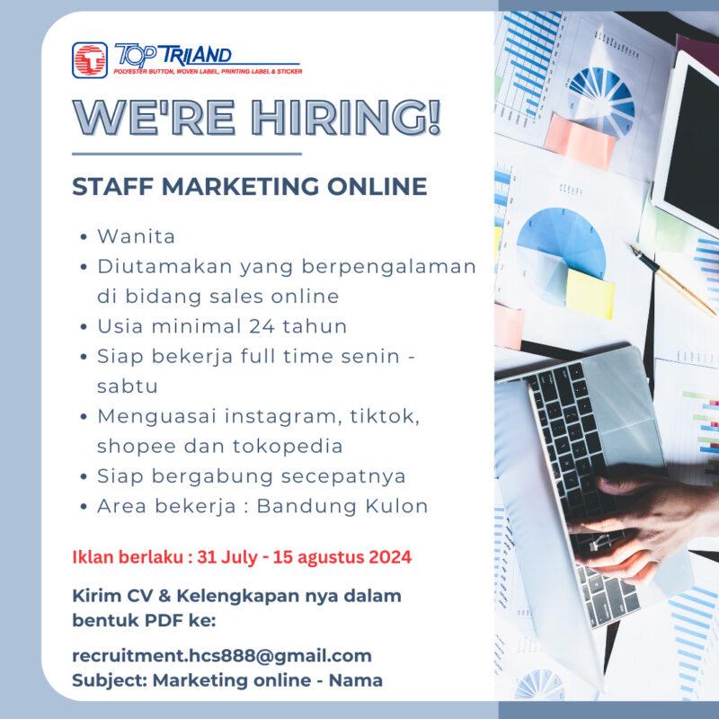 Lowongan Kerja Staff Marketing Online di PT. Top Triland Label - LokerBandung.id