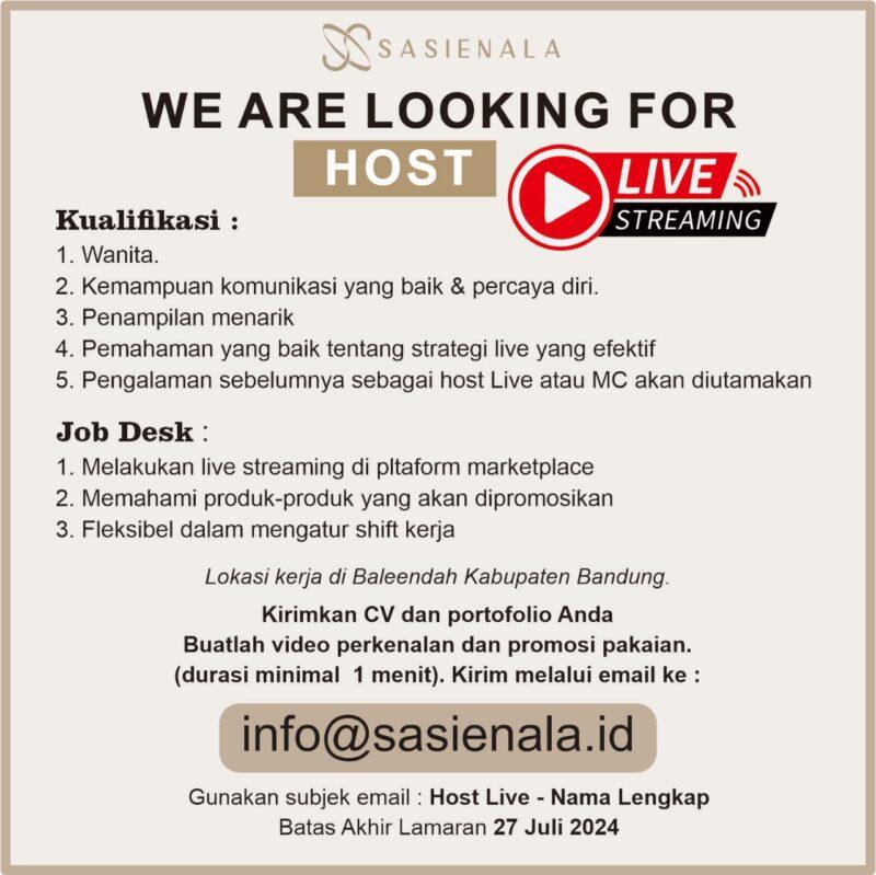 Lowongan Kerja Host Live Streaming di Sasienala - LokerBandung.id