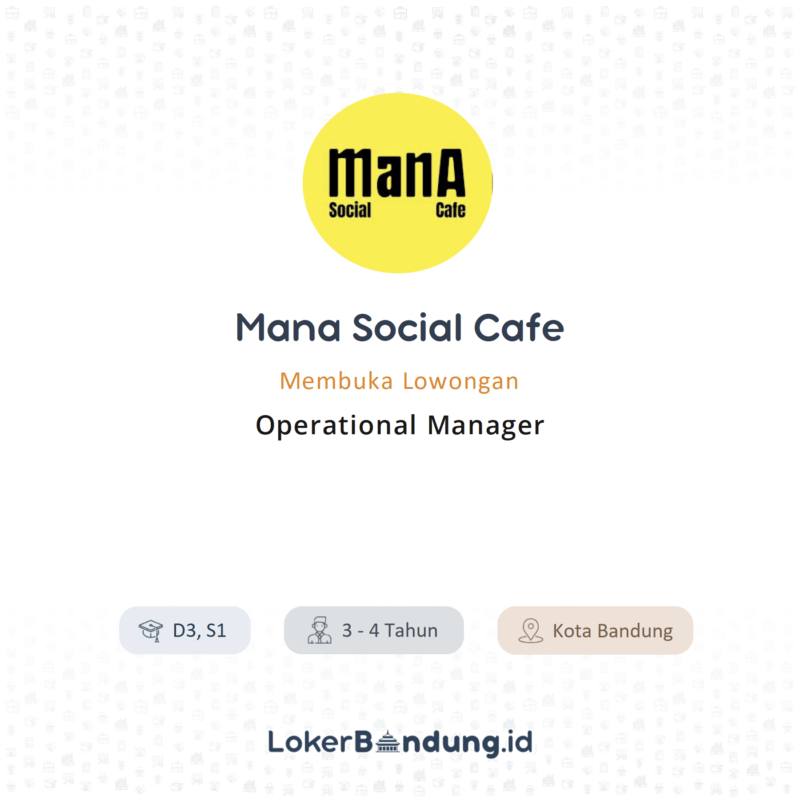Lowongan Kerja Operational Manager di Mana Social Cafe - LokerBandung.id