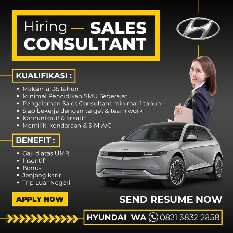 Lowongan Kerja Sales Consultant di PT. Hyundai Mobil Indonesia (Hyundai ...