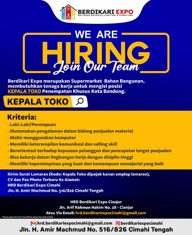 Lowongan Kerja Kepala Toko di Berdikari Expo - LokerBandung.id