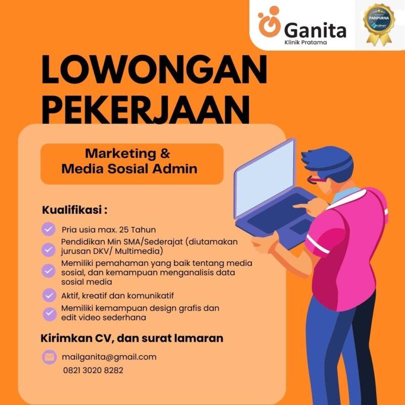 Lowongan Kerja Marketing & Sosial Media Admin di Klinik Pratama Ganita - LokerBandung.id