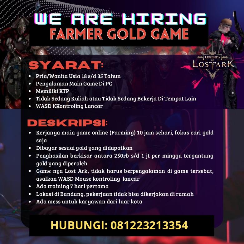 Lowongan Kerja Farmer Gold Game di Depo Gamer - LokerBandung.id