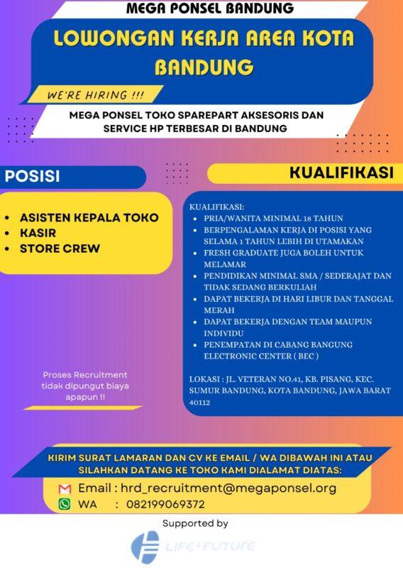 Lowongan Kerja Asisten Kepala Toko - Kasir - Store Crew di Mega Ponsel Bandung - LokerBandung.id