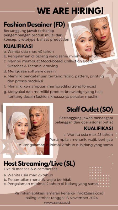 Lowongan Kerja Fashion Desainer (FD) - Staff Outlet (SO) - Admin Live ...