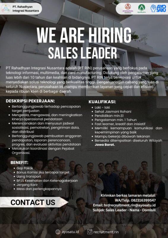 Lowongan Kerja Sales Leader di PT. Rahadhyan Integrasi Nusantara - LokerBandung.id