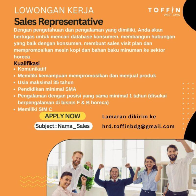 Lowongan Kerja Sales Representative - Marketing Strategist di Toffin West Java - LokerBandung.id