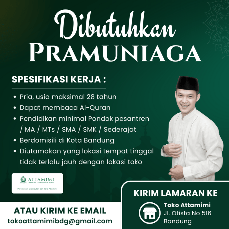 Lowongan Kerja Pramuniaga di Toko Attamimi - LokerBandung.id