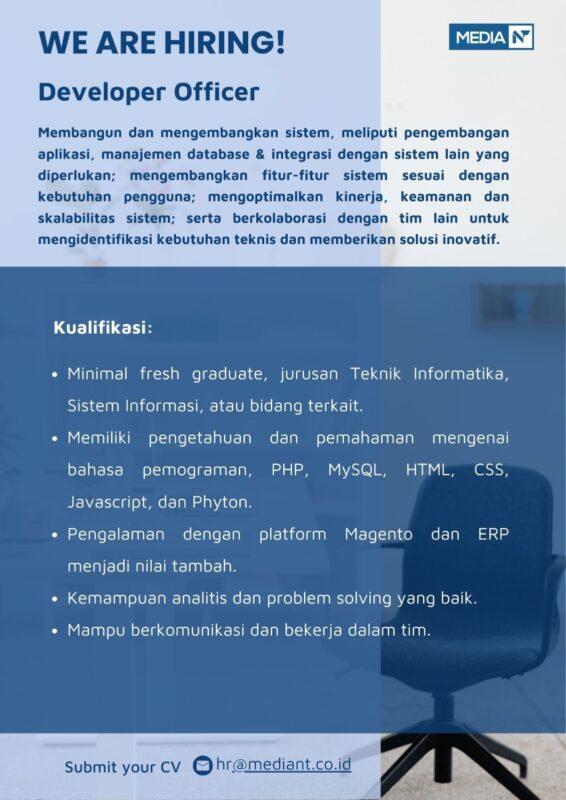 Lowongan Kerja Developer Officer di PT. Media Niaga Teknologi - LokerBandung.id