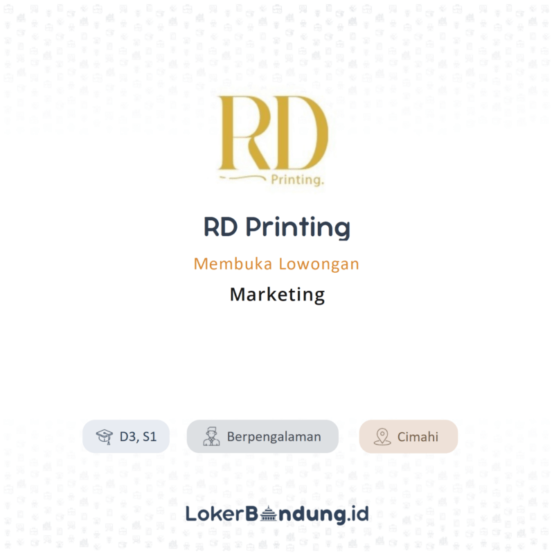 Lowongan Kerja Marketing di RD Printing - LokerBandung.id