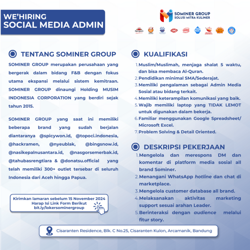 Lowongan Kerja Social Media Admin di Sominer Group - LokerBandung.id