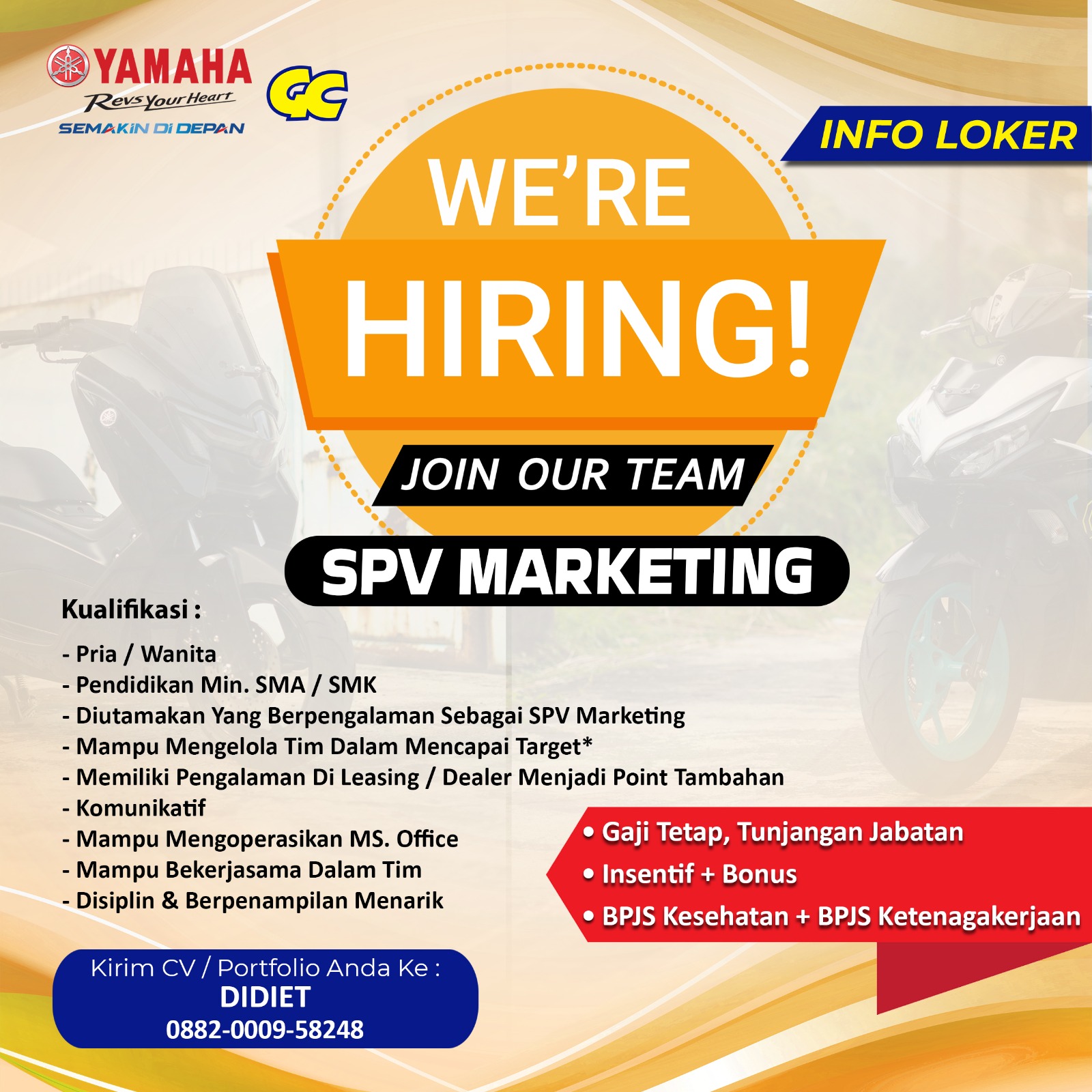 Lowongan Kerja SPV Marketing di Yamaha Gerbang Cahaya - LokerBandung.id