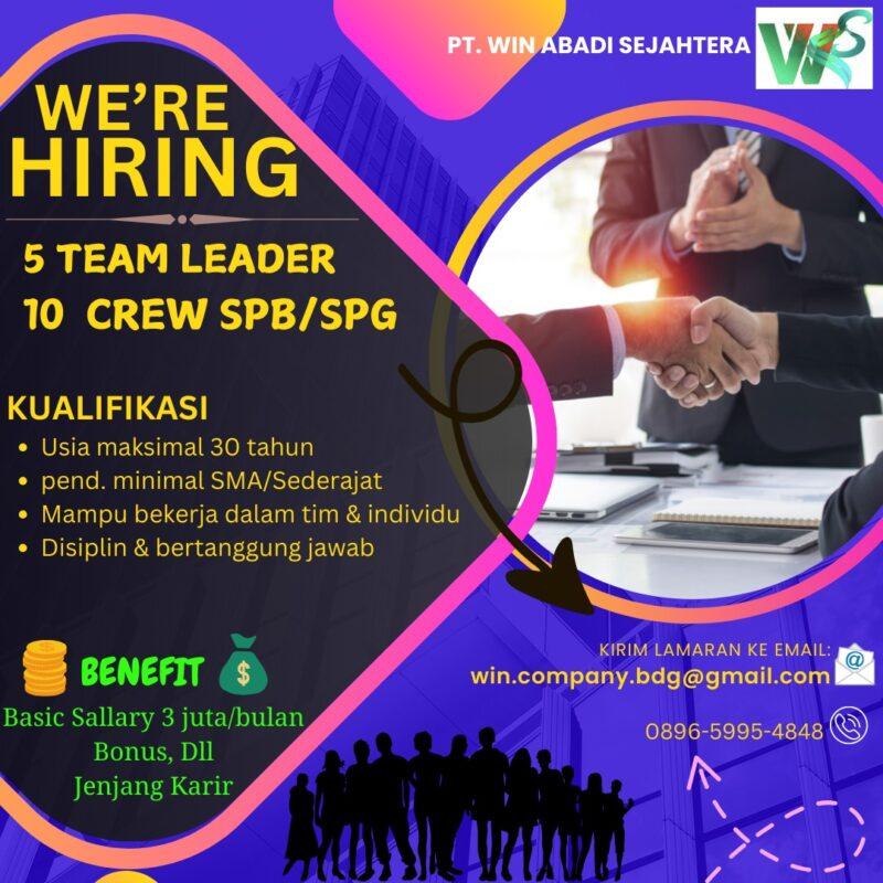 Lowongan Kerja Team Leader - Crew SPB/SPG di PT. Win Abadi Sejahtera - LokerBandung.id