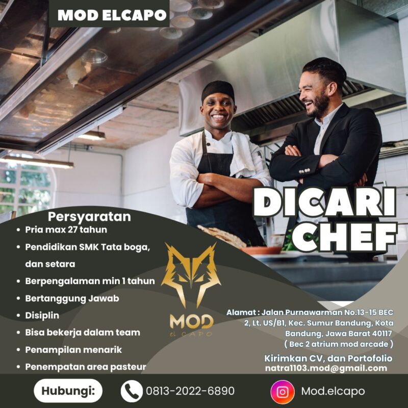 Lowongan Kerja Chef di Mod Arcade Arena - LokerBandung.id
