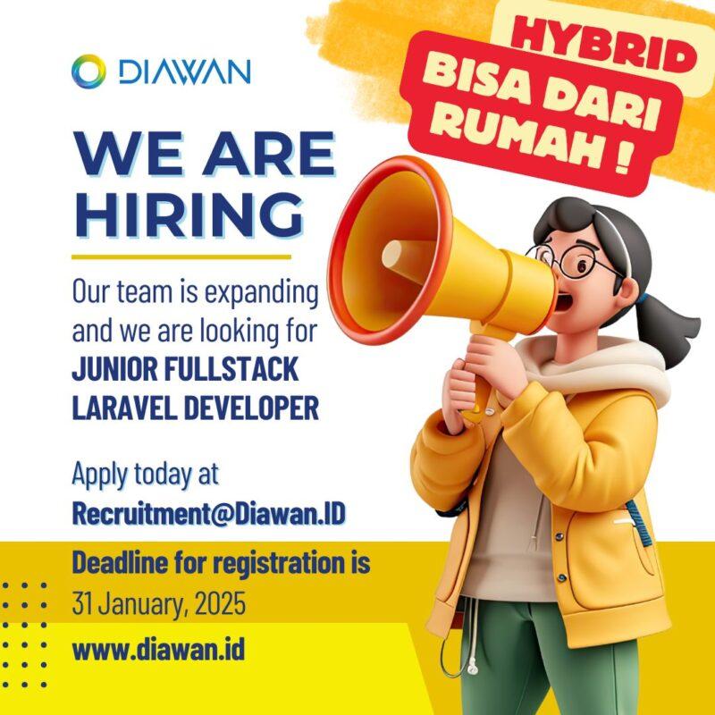Lowongan Kerja Junior Fullstack Laravel Programmer di PT. Diawan Dinamika Digital - LokerBandung.id