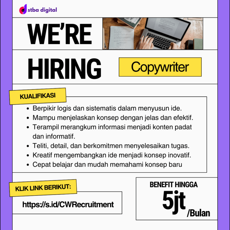 Lowongan Kerja Copywriter di PT. Tribuana Sarana Utama (STBA Digital ...