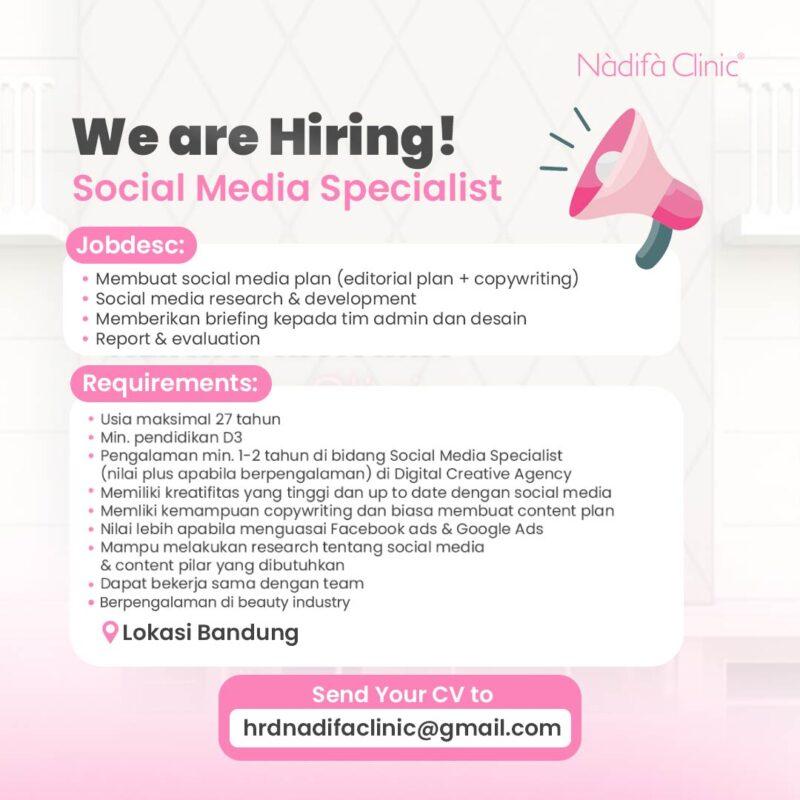 Lowongan Kerja Social Media Specialist di Nadifa Clinic - LokerBandung.id