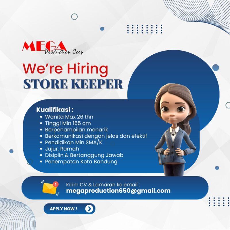 Lowongan Kerja Store Keeper di PT. Mega Production Corp - LokerBandung.id