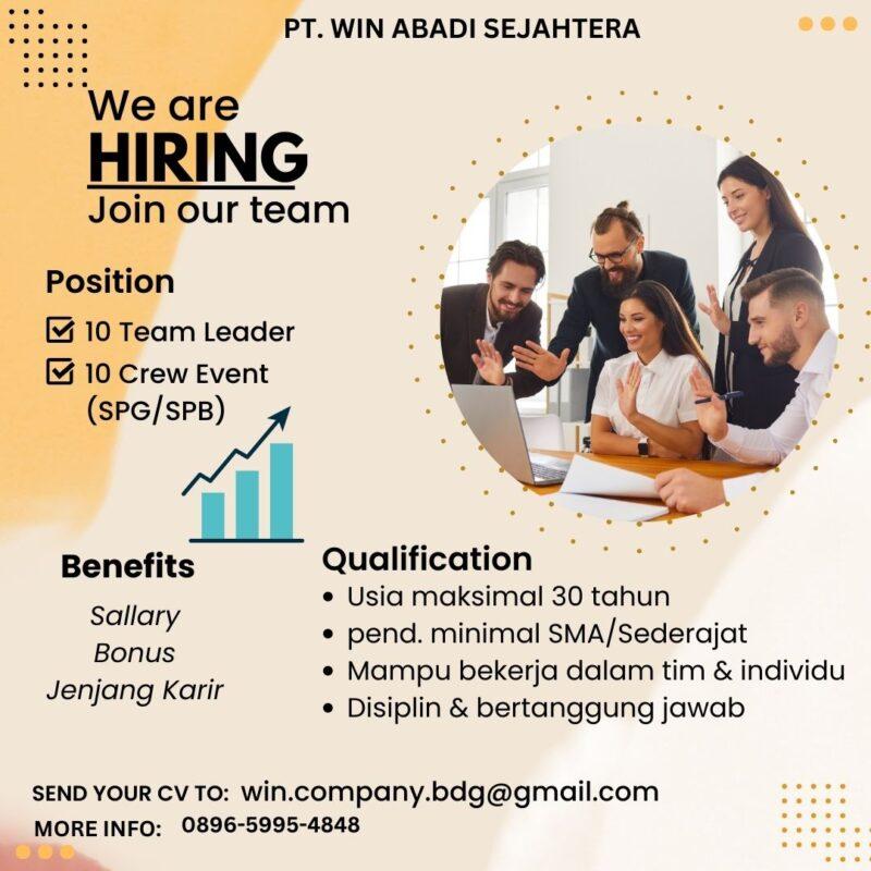Lowongan Kerja Team Leader - Crew Event (SPG/SPB) di PT. Win Abadi Sejahtera - LokerBandung.id