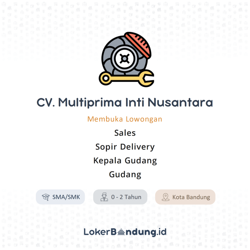 Lowongan Kerja Sales - Sopir Delivery - Kepala Gudang - Gudang di CV ...