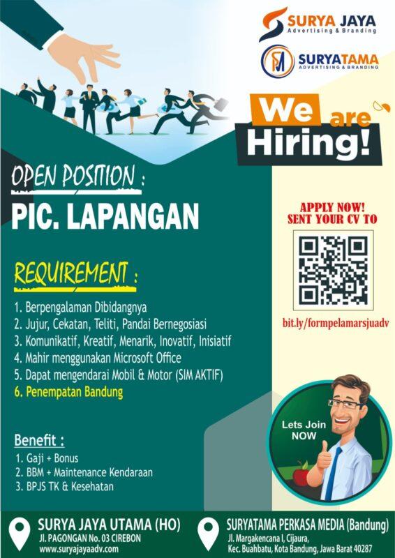 Lowongan Kerja PIC Lapangan di CV. Surya Jaya Utama - LokerBandung.id