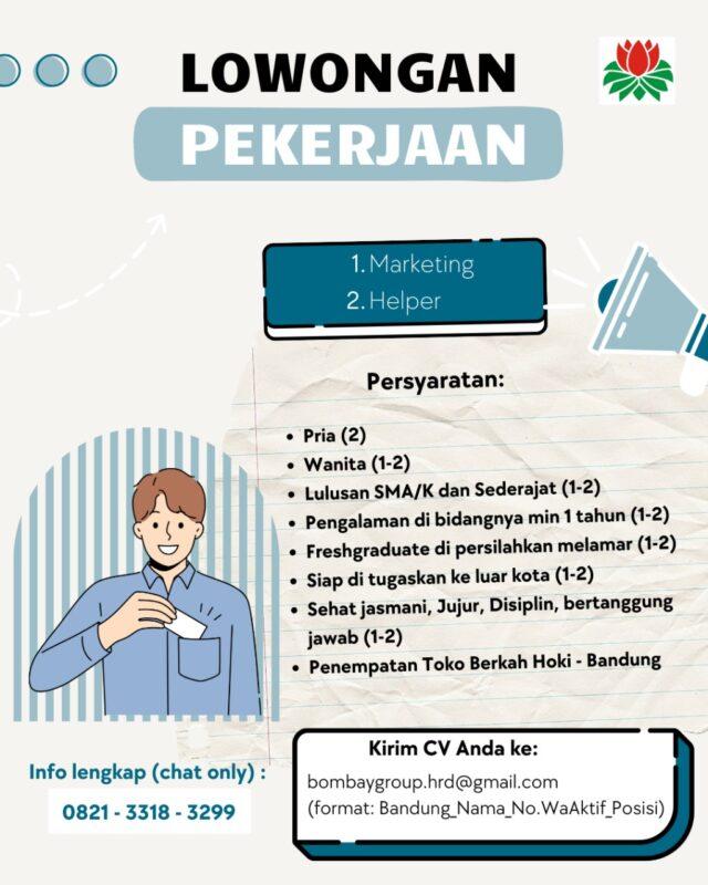 Lowongan Kerja Marketing - Helper di Toko Berkah Hoki Bandung - LokerBandung.id