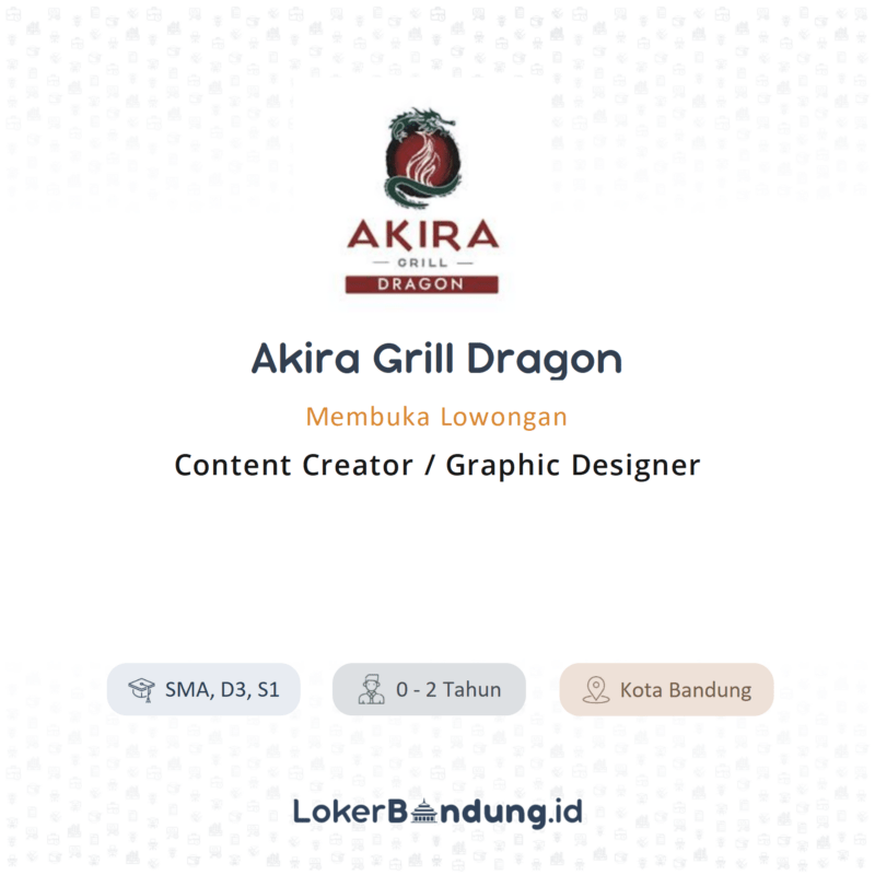 Lowongan Kerja Content Creator / Graphic Designer di Akira Grill Dragon - LokerBandung.id