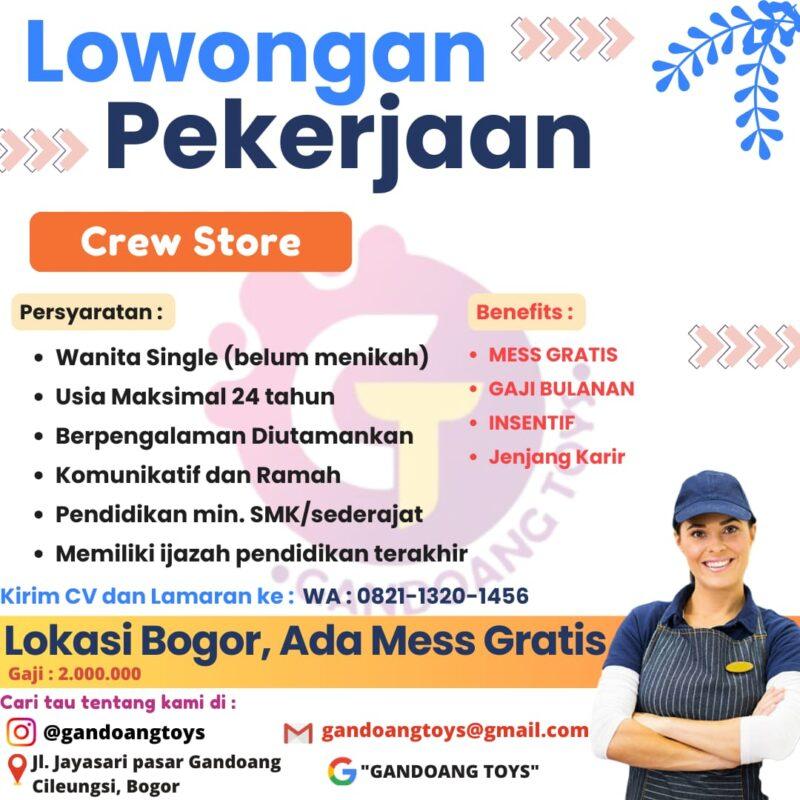 Lowongan Kerja Crew Store di Gandoang Toys - LokerBandung.id